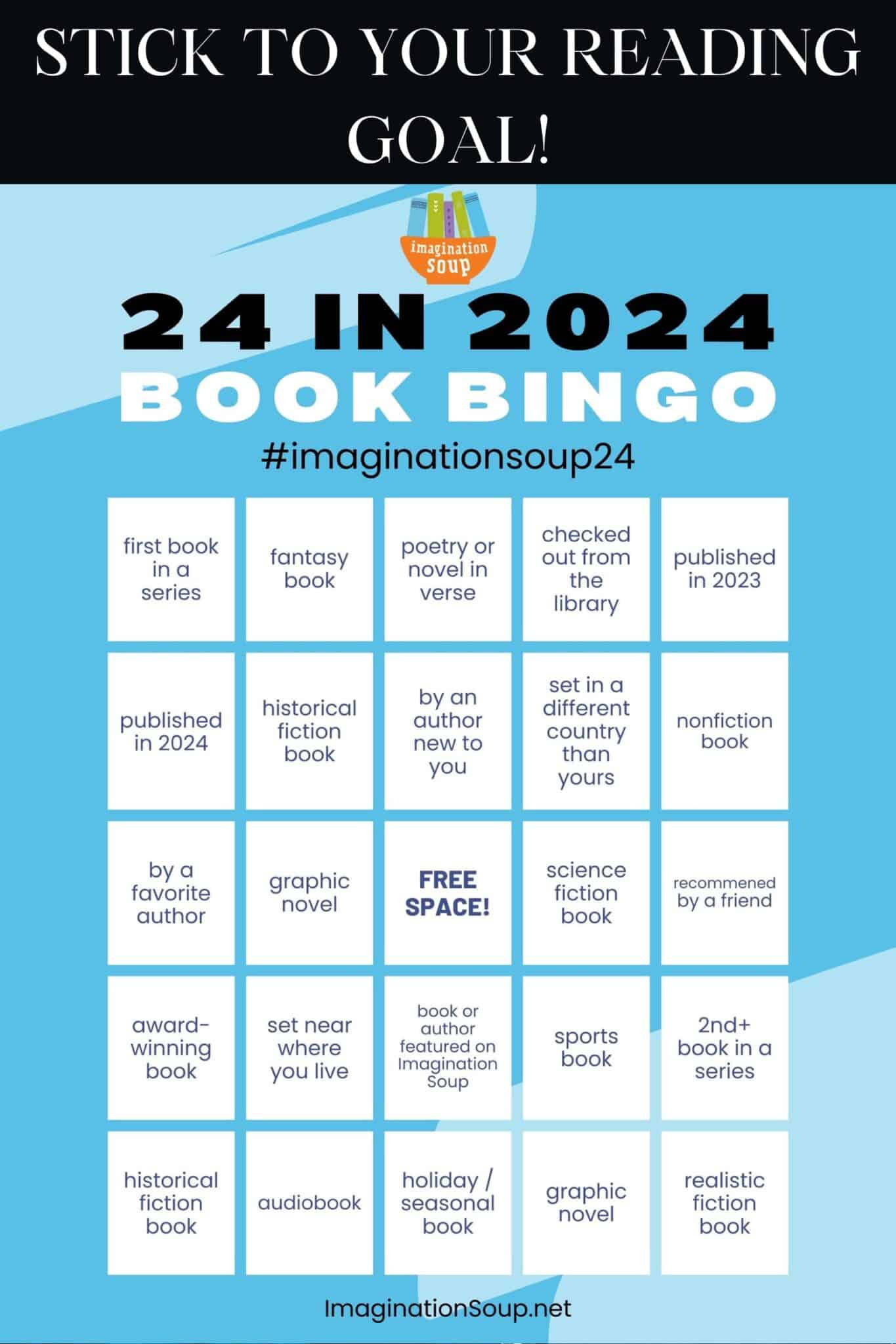 Imagination Soup's 24 in ‘24 Reading Challenge Book Bingo for Adults ...